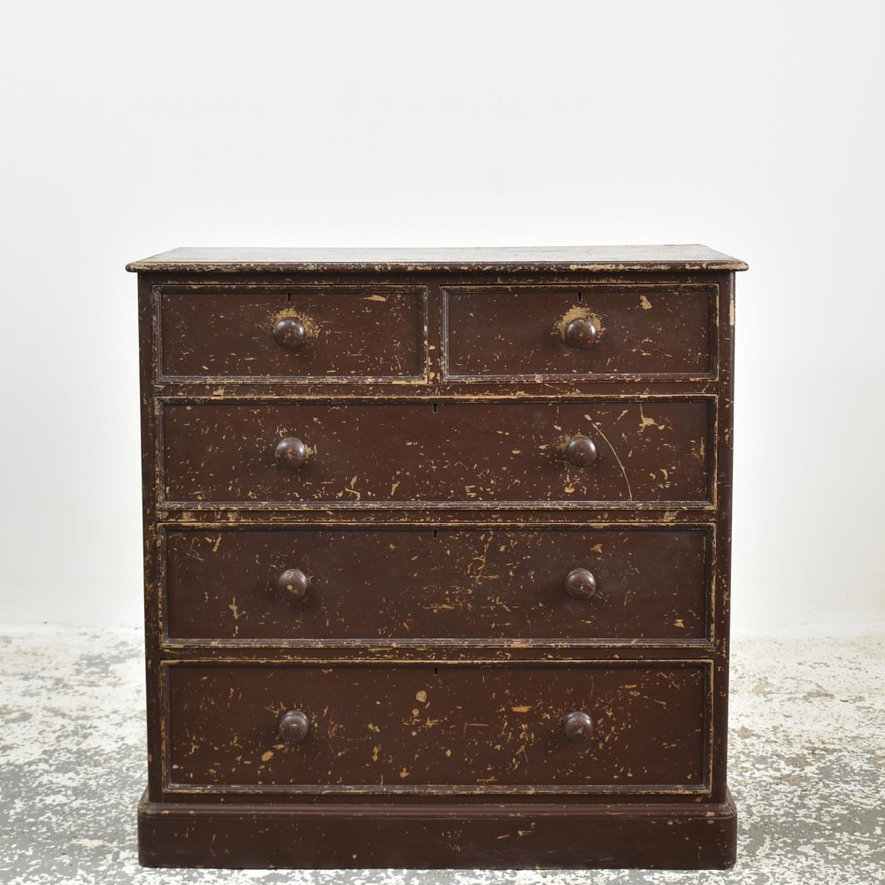 Victorian Pine Chest of Drawers in Original Paint, 1890s for sale at Pamono
