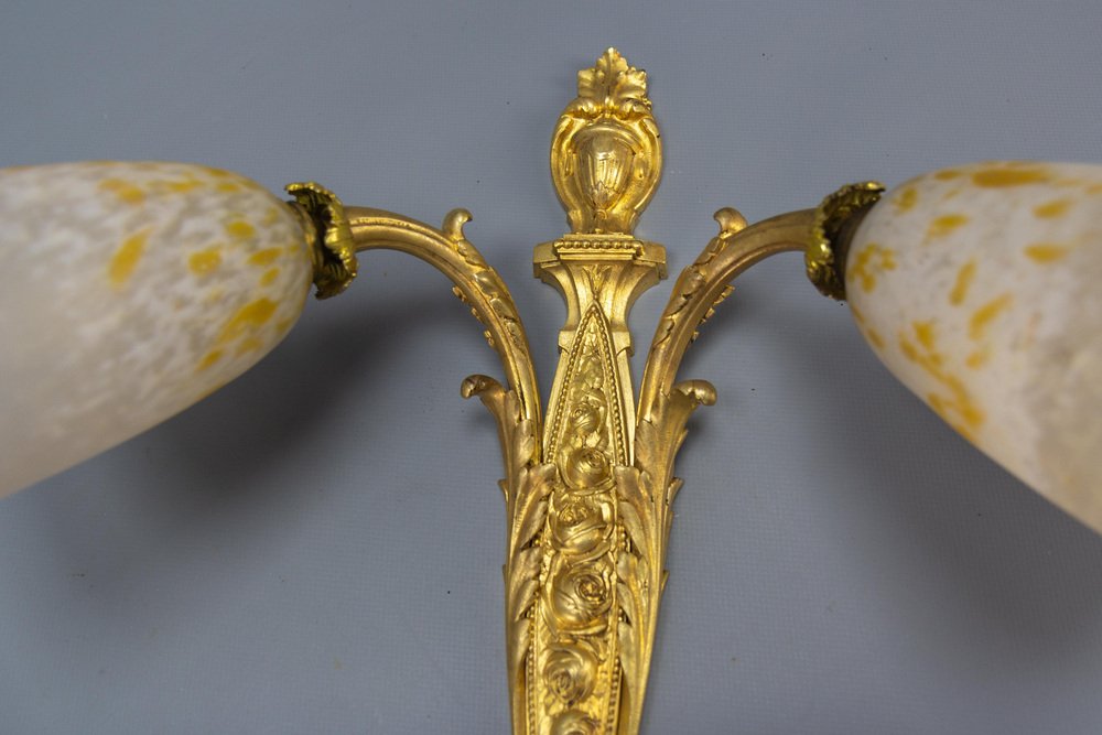 French Louis XVI Style Bronze and Glass Sconces, 1890s, Set of 2 for ...