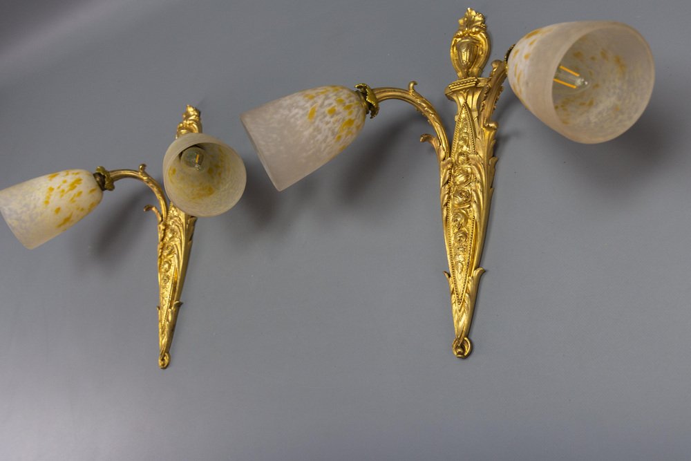 French Louis XVI Style Bronze and Glass Sconces, 1890s, Set of 2 for ...