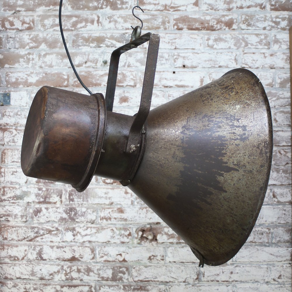 Vintage Industrial Rust Brown Metal Pendant Lamps for sale at Pamono