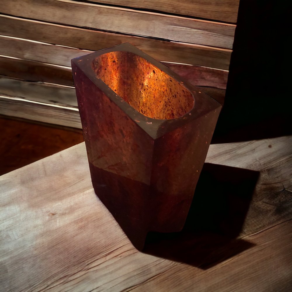 Vintage Amber Coloured Rectangular Vase for sale at Pamono