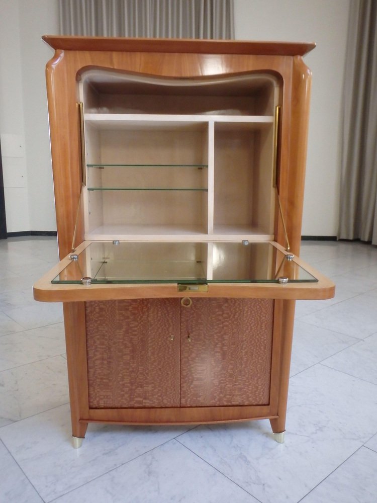 Bar Cabinet in Birch with Veneered Doors, Paris, 1940s for sale at Pamono