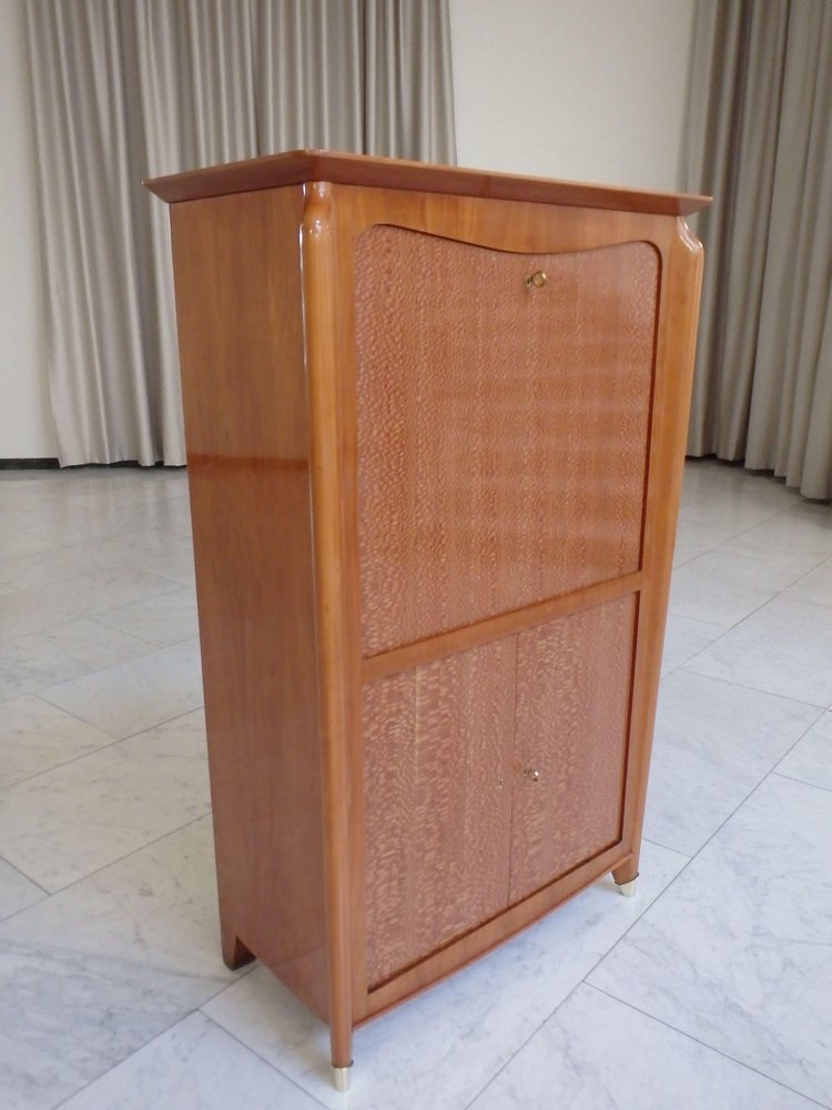 Bar Cabinet in Birch with Veneered Doors, Paris, 1940s for sale at Pamono