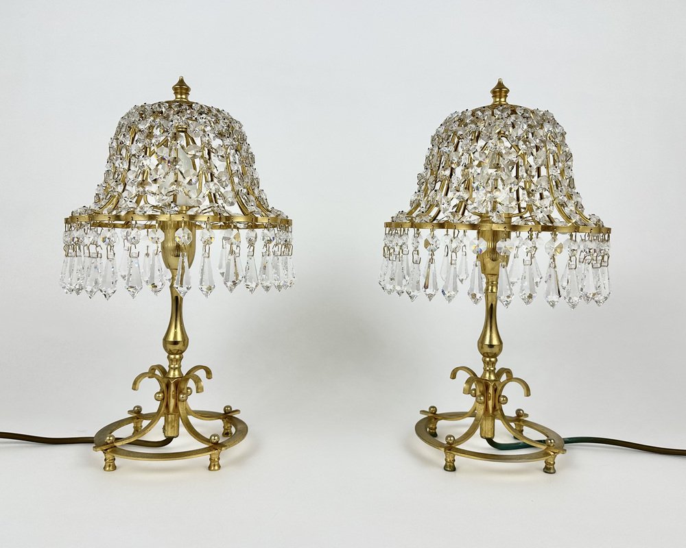 Table Lamps with Lead Crystal Shades, France, 1960s, Set of 2 for sale ...