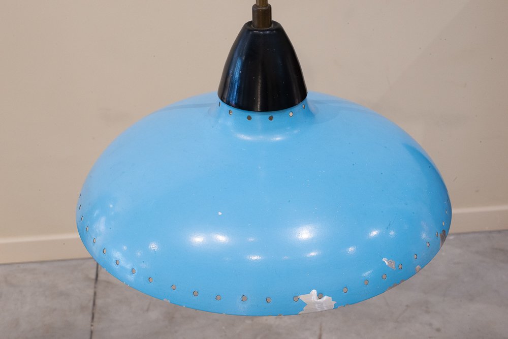 Mid-Century Metallic Roof Lamp Lacquered in Intense Blue, 1950s for ...