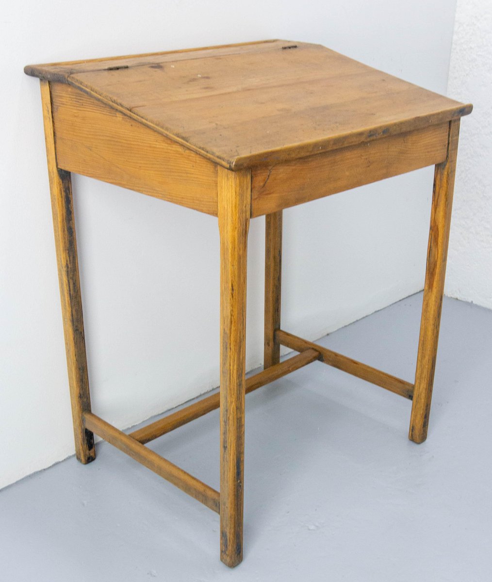 Early 20th Century Student Pine Writing Table with Slant Top, France ...