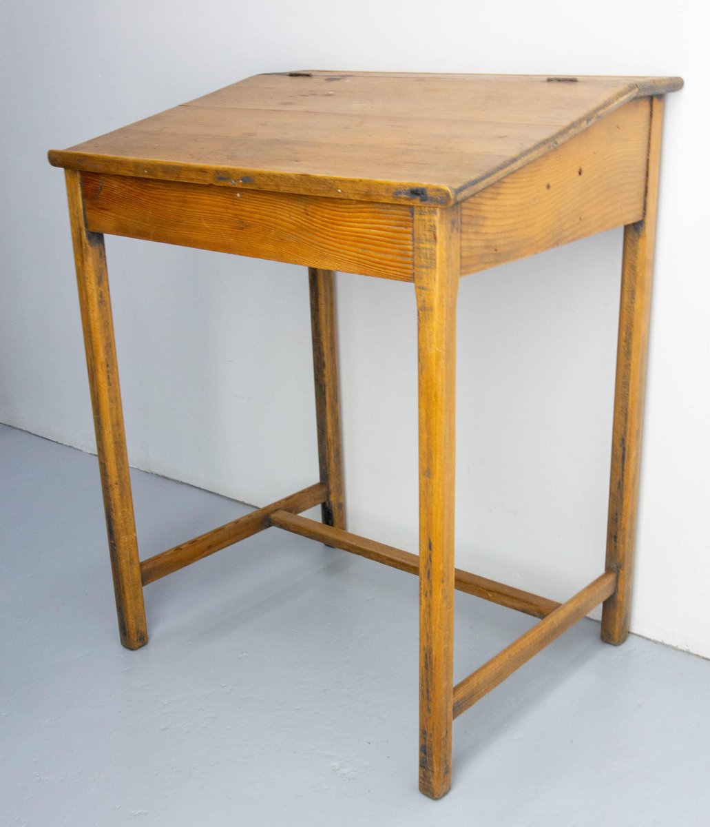 Early 20th Century Student Pine Writing Table with Slant Top, France ...