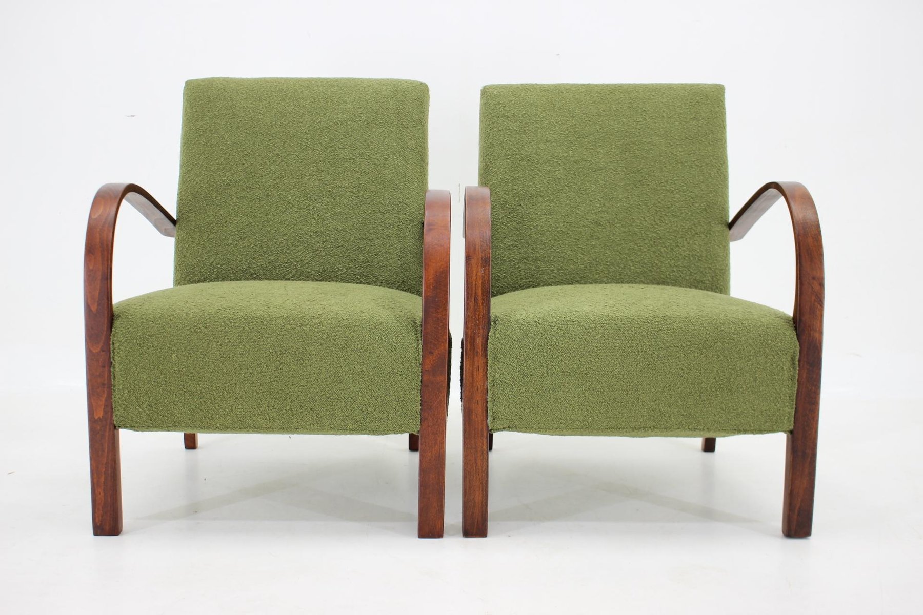 Set of Art Deco Armchairs in Boucle, Former Czechoslovakia, 1940s for ...