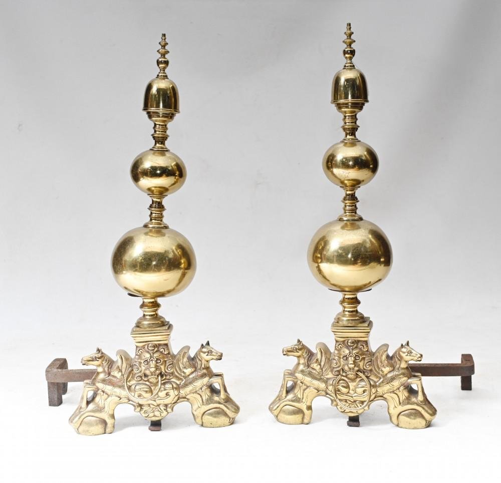 Regency Brass Andirons, Set of 2 for sale at Pamono