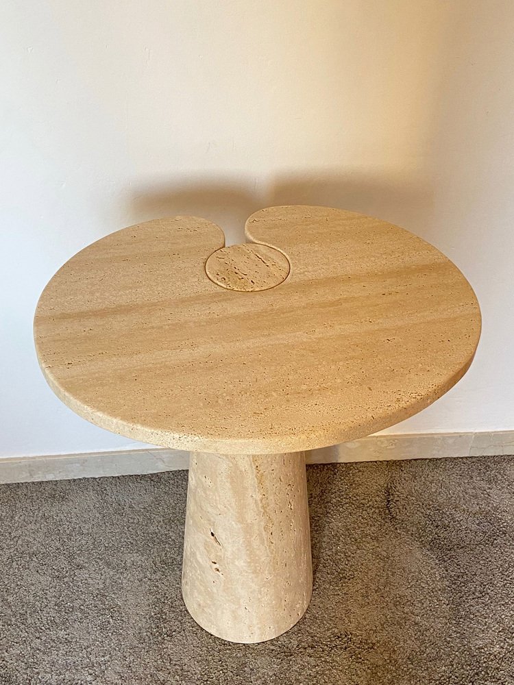 Italienischer Travertin Tisch von Angelo Mangiarotti, 1970er bei Pamono ...