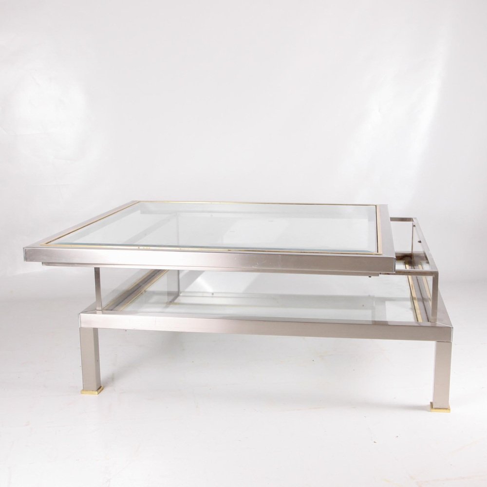 Vintage Showcase Lounge Table with Brushed and Golden Metal Sliding ...