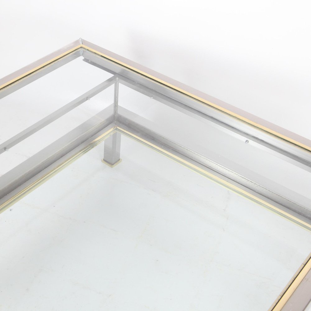 Vintage Showcase Lounge Table with Brushed and Golden Metal Sliding ...