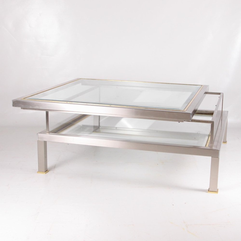 Vintage Showcase Lounge Table with Brushed and Golden Metal Sliding ...