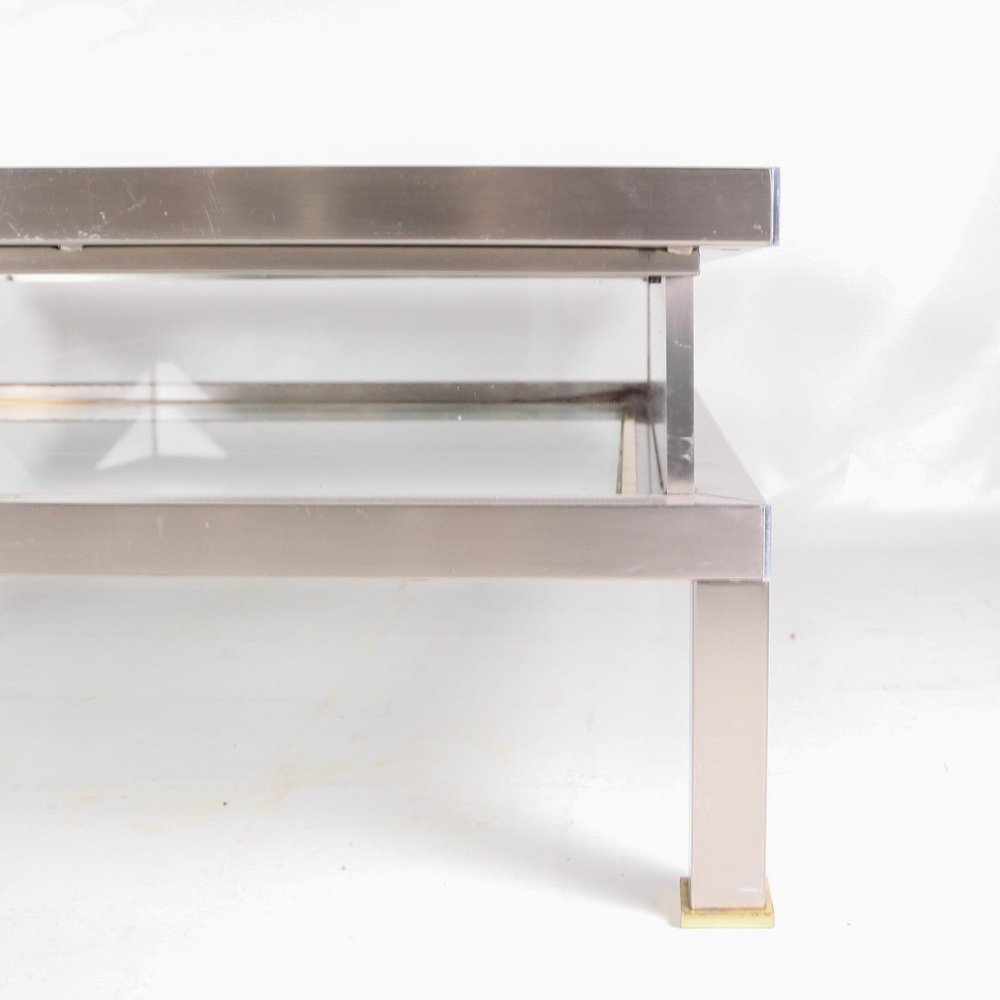 Vintage Showcase Lounge Table with Brushed and Golden Metal Sliding ...