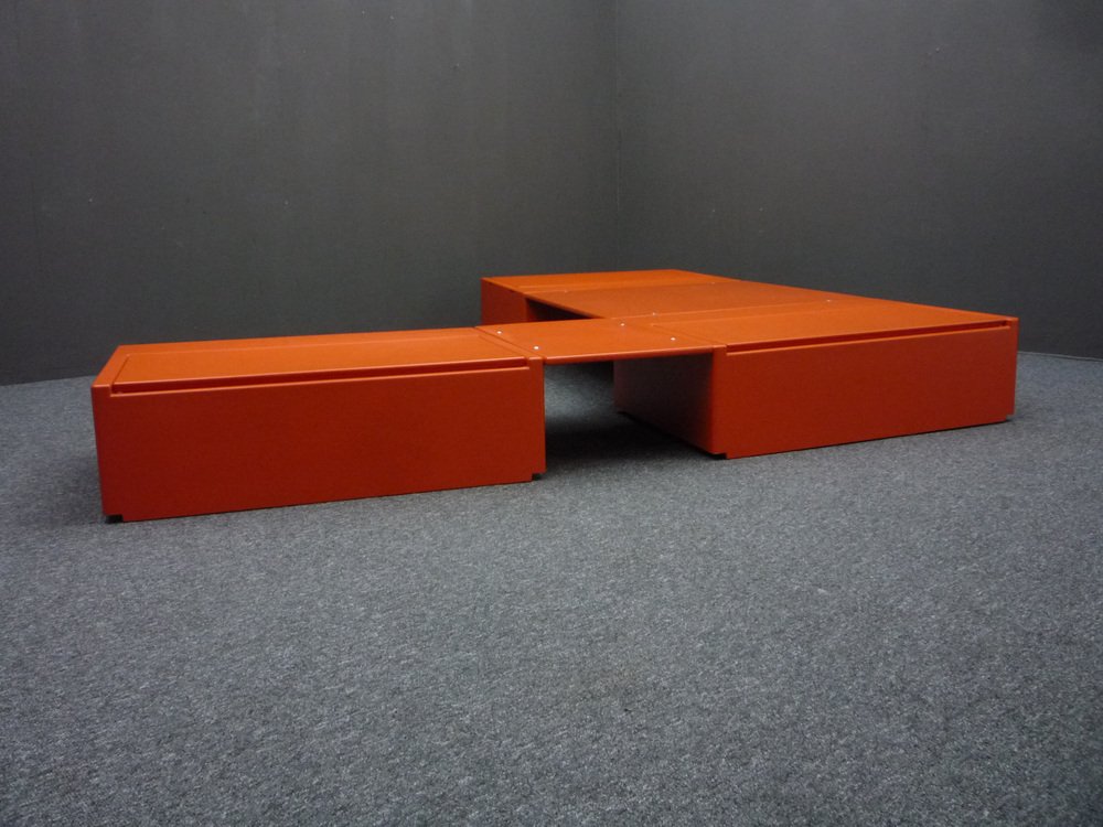Modulares Space Age Lowboard in Orange, 1960er, 3er Set bei Pamono kaufen