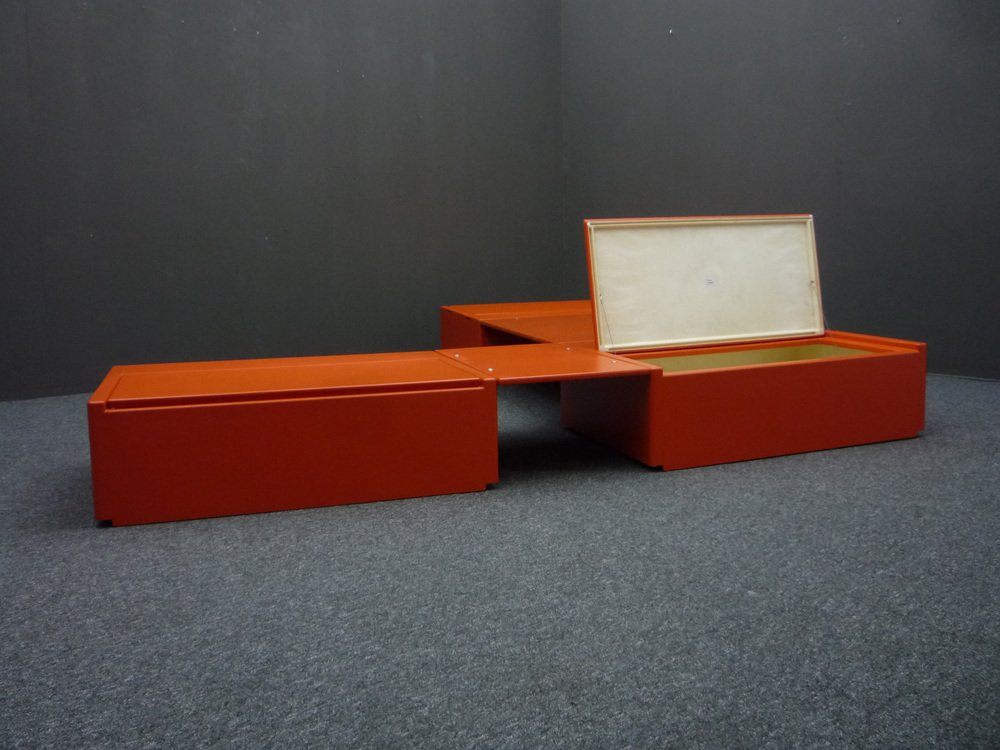 Space Age Orange Modular Lowboard, 1960s, Set of 3 for sale at Pamono
