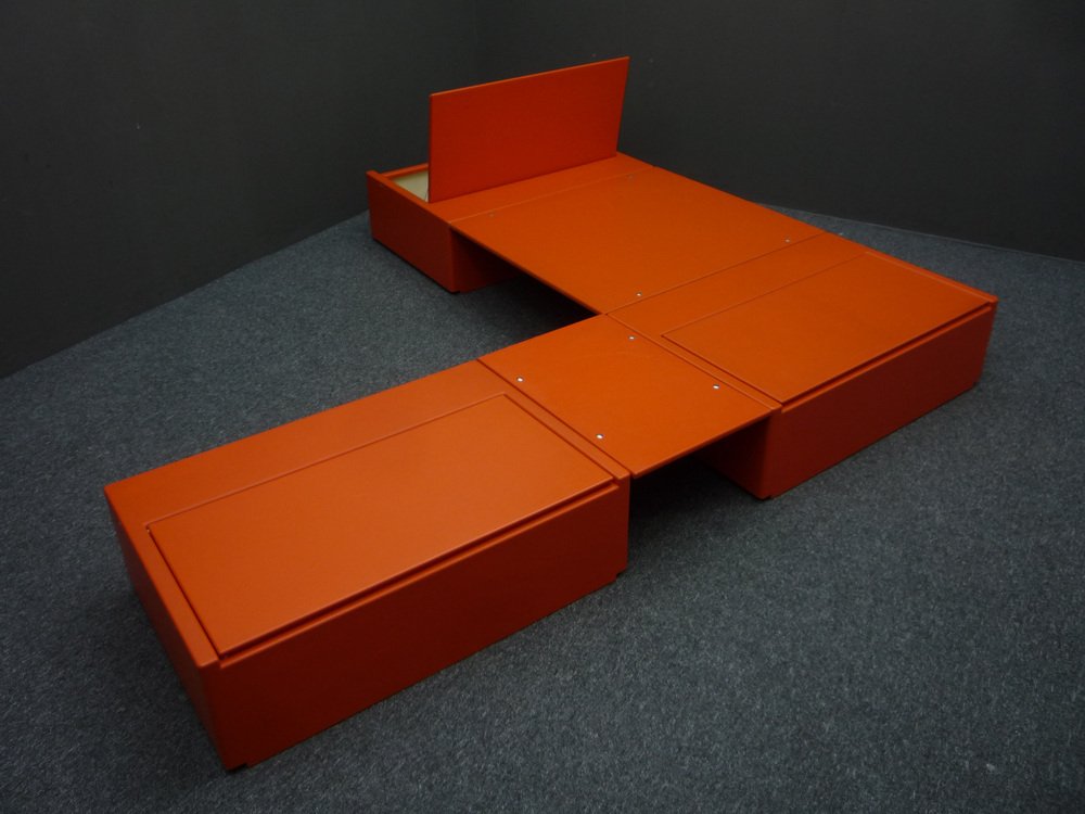 Space Age Orange Modular Lowboard, 1960s, Set of 3 for sale at Pamono