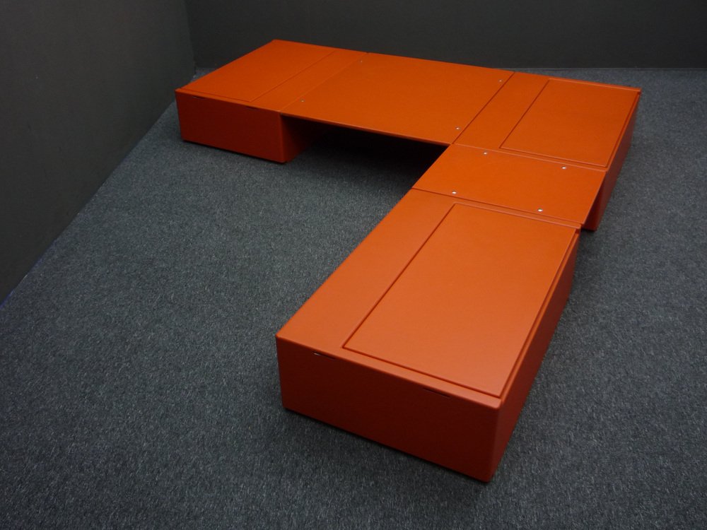 Modulares Space Age Lowboard in Orange, 1960er, 3er Set bei Pamono kaufen