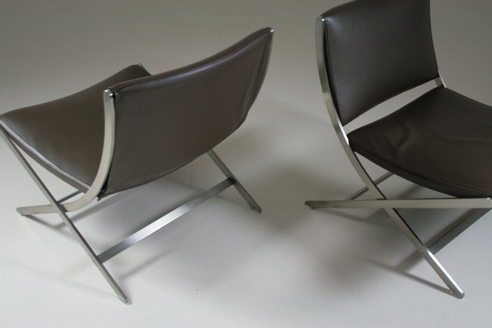 Set of Leather Model Peter Lounge Chairs attributed to Antonio Citterio ...