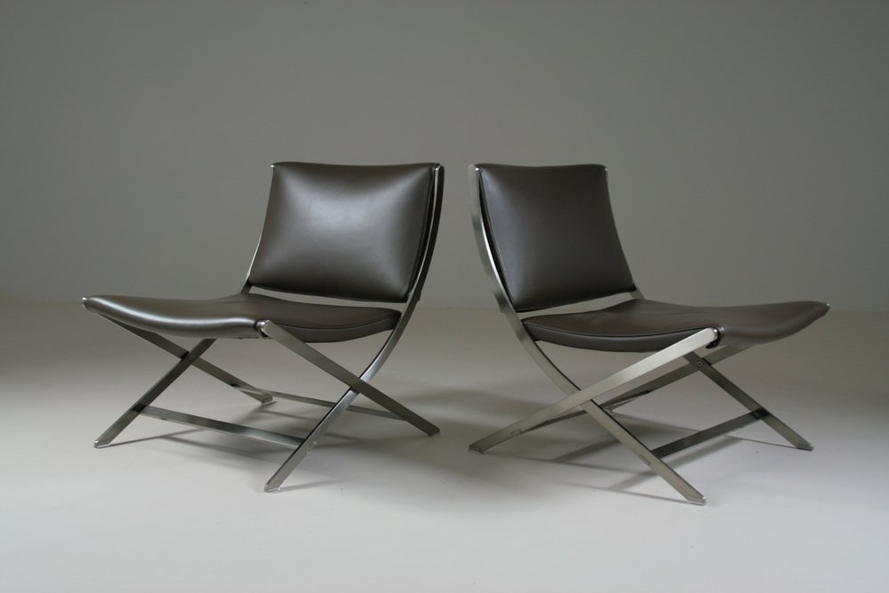 Set of Leather Model Peter Lounge Chairs attributed to Antonio Citterio for Flexform for sale at ...