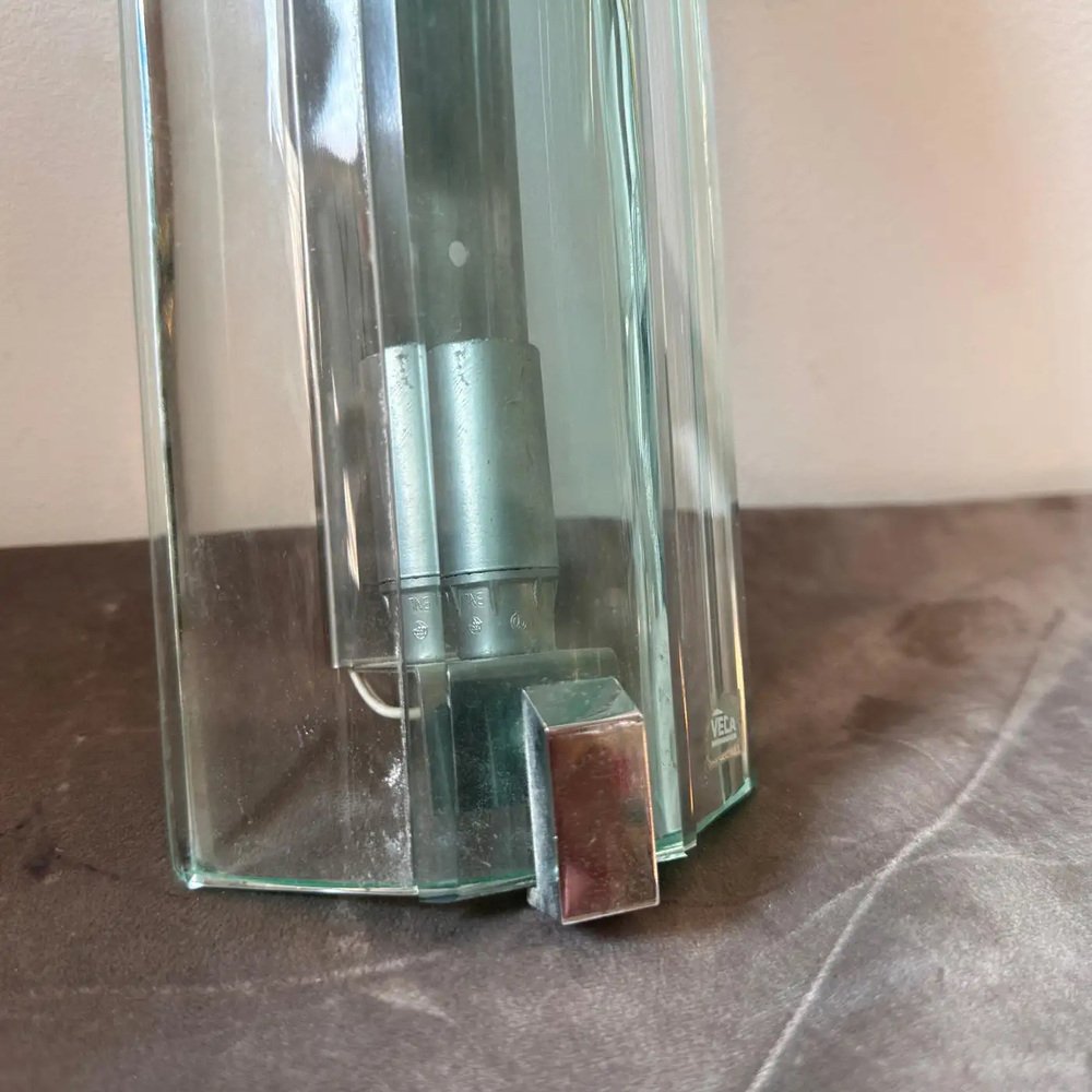 Italian Space Age Rectangular Glass and Chromed Metal Wall Sconce from ...