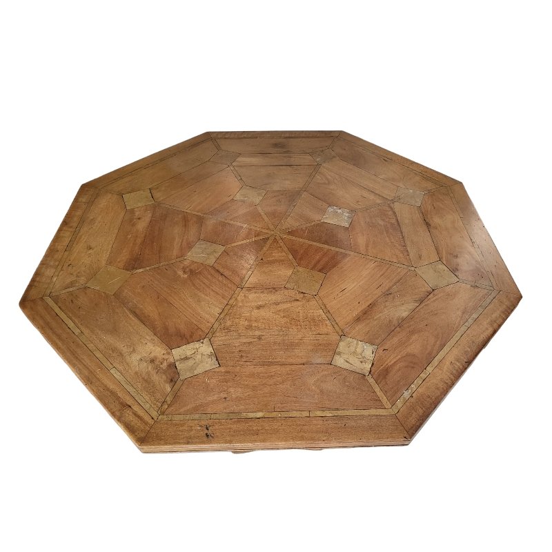 Vintage Octagonal Wooden Dining Table for sale at Pamono