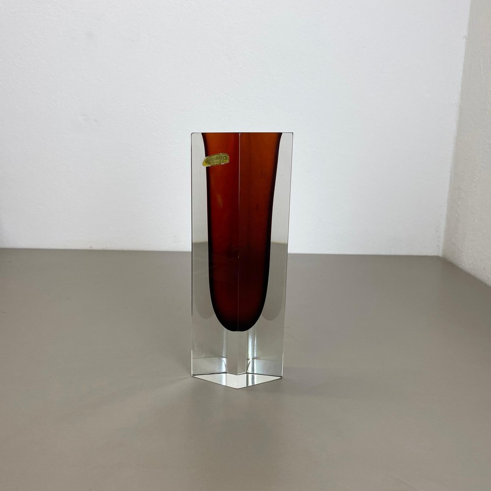 Large Ochre Murano Glass Sommerso Vase by Flavio Poli, 1970s for sale ...
