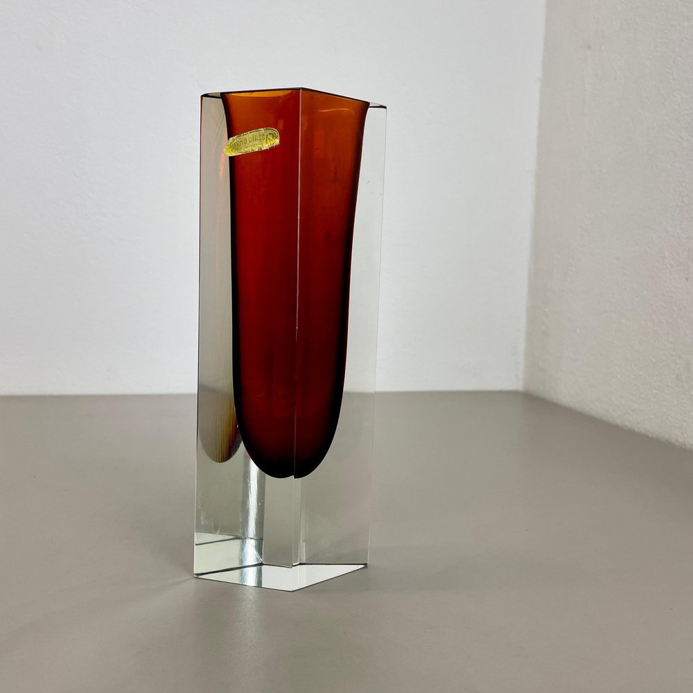 Large Ochre Murano Glass Sommerso Vase by Flavio Poli, 1970s for sale ...
