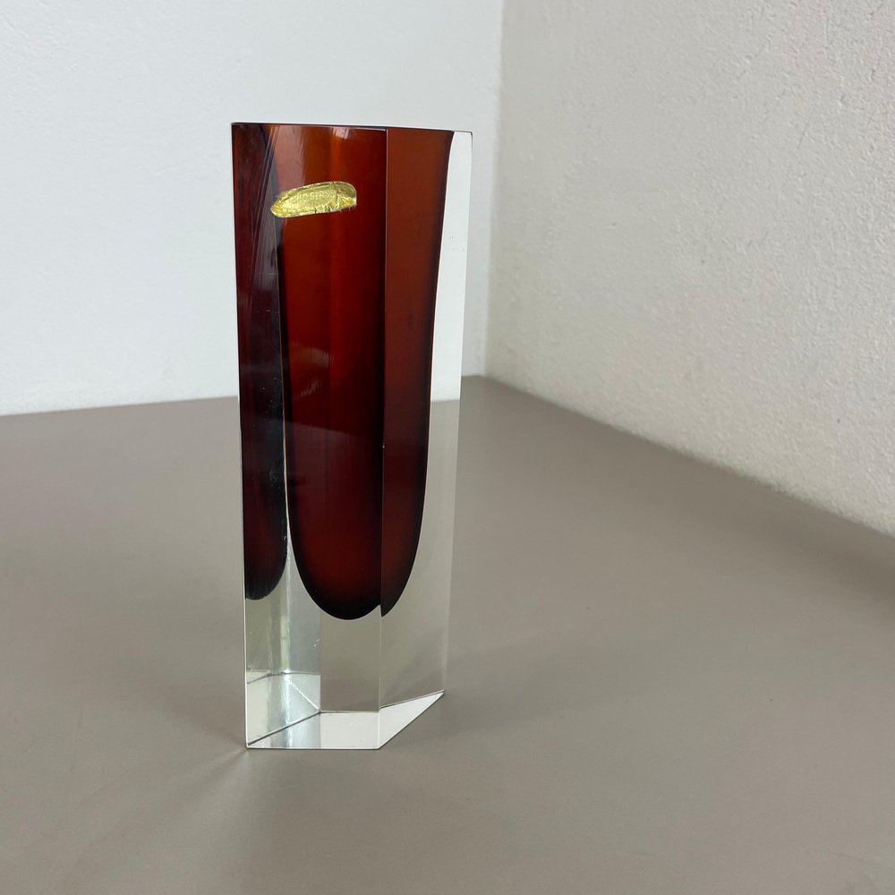 Large Ochre Murano Glass Sommerso Vase by Flavio Poli, 1970s for sale ...