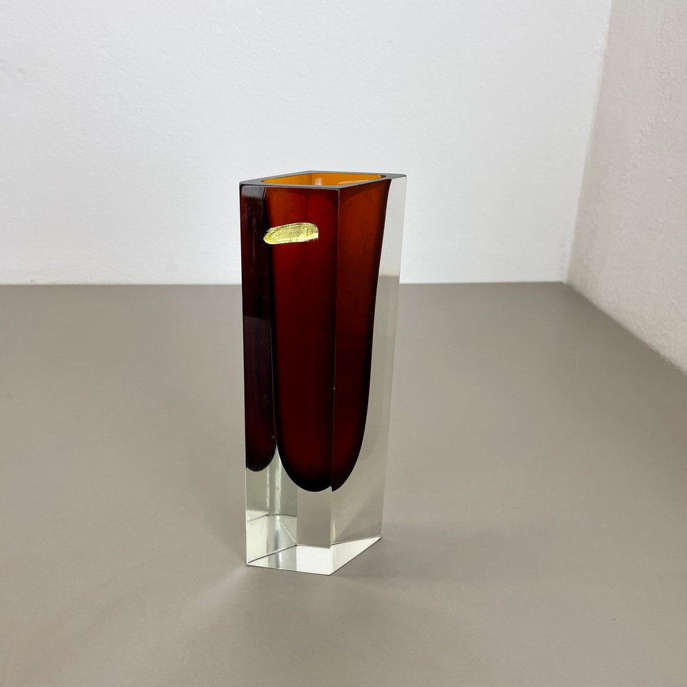 Large Ochre Murano Glass Sommerso Vase by Flavio Poli, 1970s for sale ...