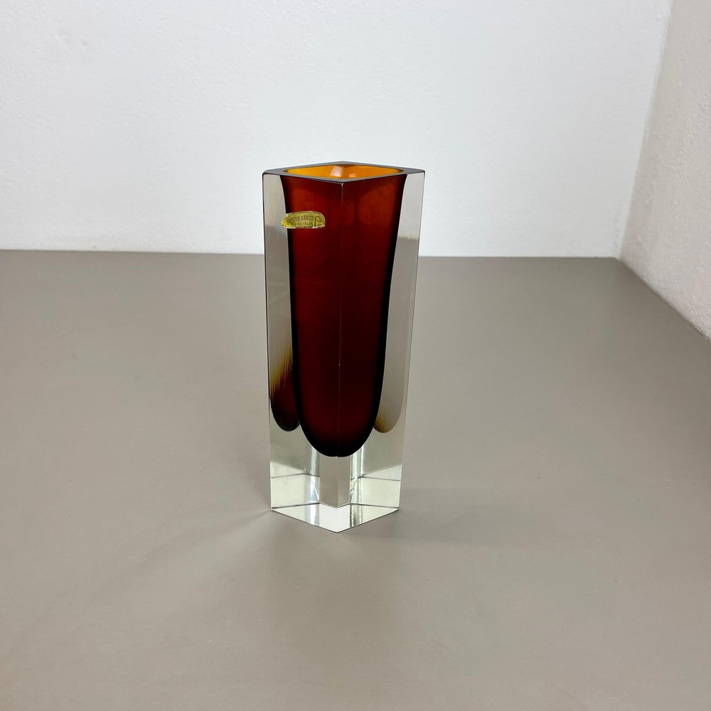 Large Ochre Murano Glass Sommerso Vase by Flavio Poli, 1970s for sale ...