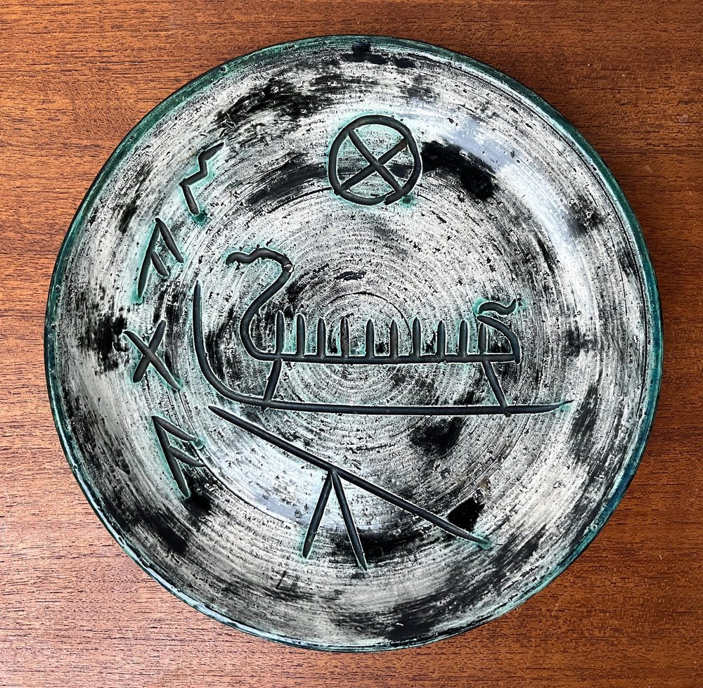 Mid-Century Handmade Ceramic Wall Plate with Viking Designs from Arol ...