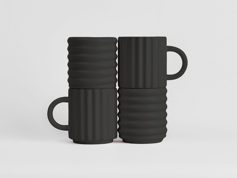 Ripple Tassen Sin Black von Form&Seek, 2er Set bei Pamono kaufen