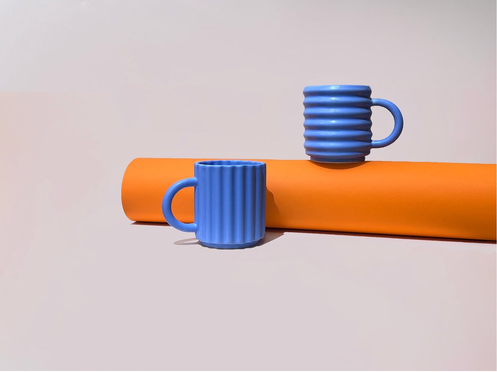 Ripple Tassen in Himmelblau von Form&Seek, 2er Set bei Pamono kaufen