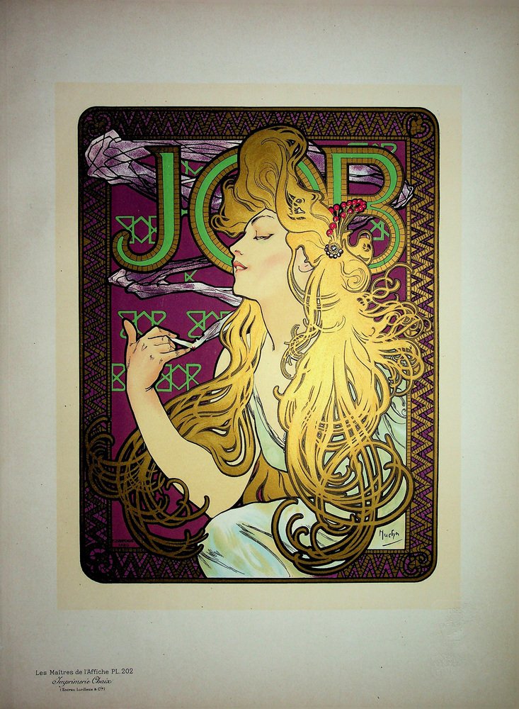 Alfons Mucha, Job Zigarettenpapier Poster, 1900, Original Lithographie ...