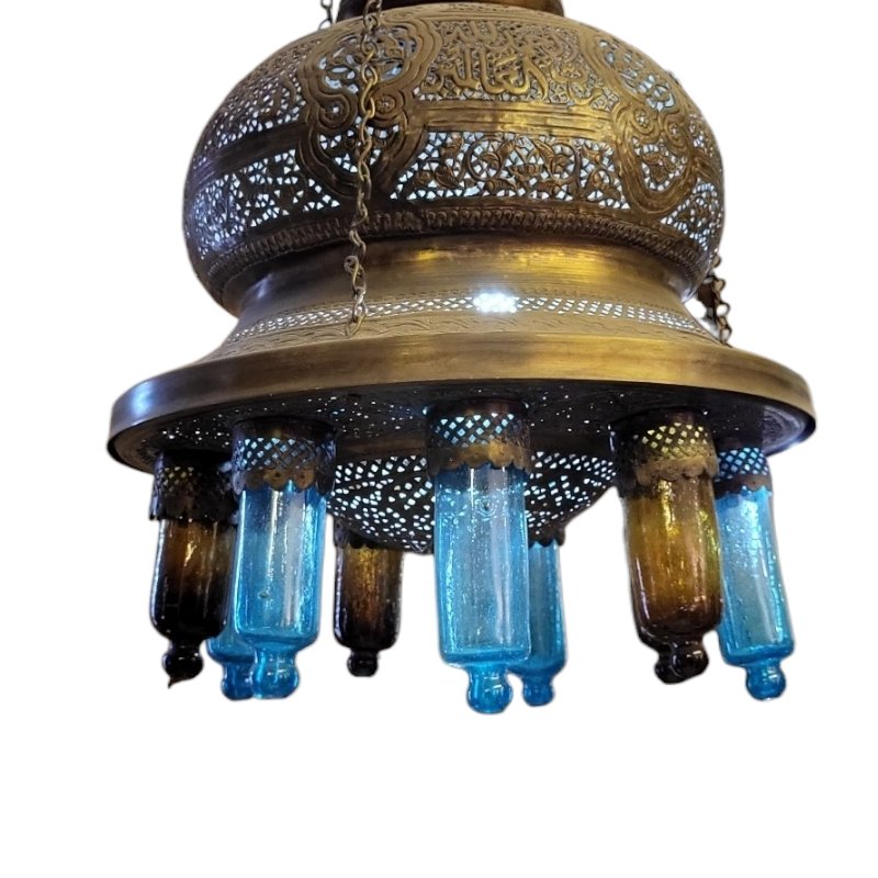 Turkish Gilt Brass and Crystal Ceiling Lamp for sale at Pamono