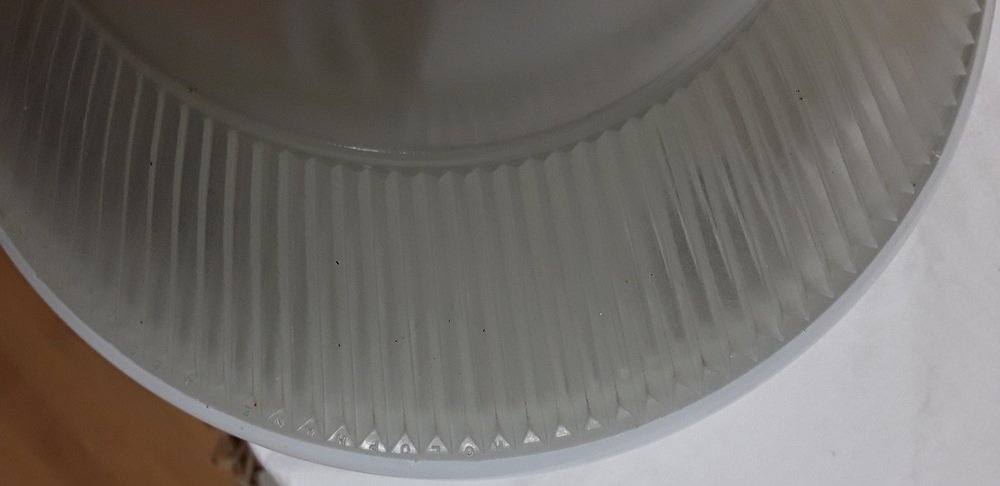 Vintage Industrial Ceiling Lamp with Wavy Frosted Glass Shade on Chrome ...