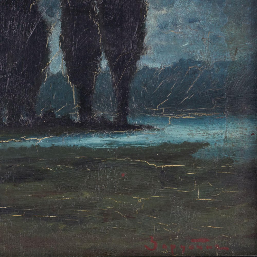 V. I. Zarubin, Night Landscape, 1890s, Oil on Board, Framed for sale at ...