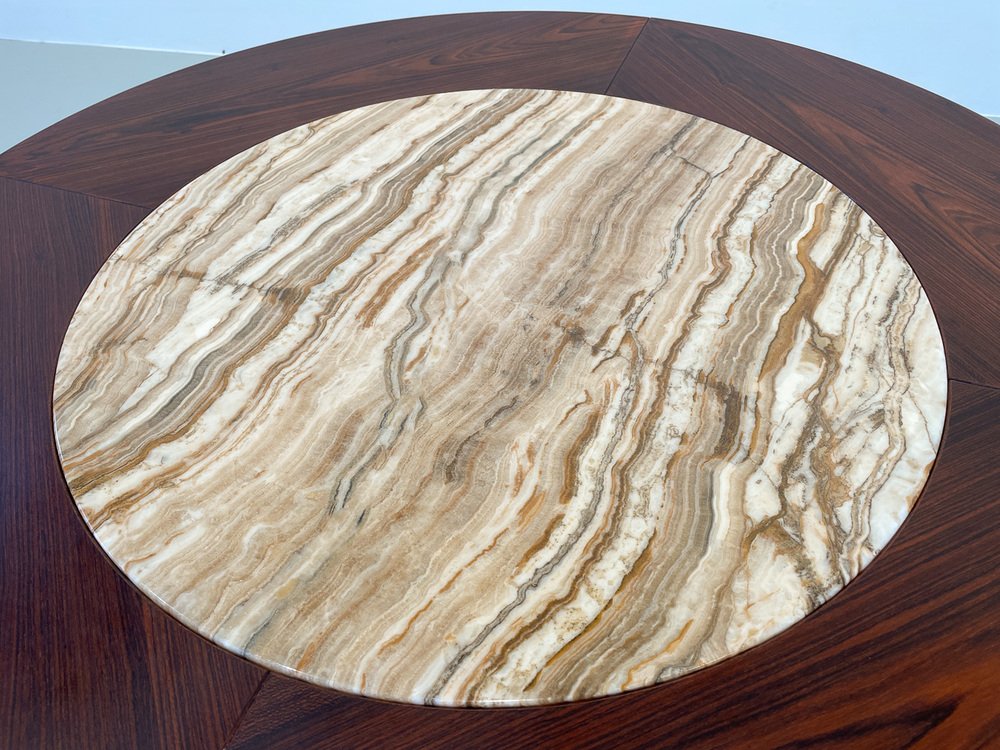 Danish Modern Round Rosewood and Marble Coffee Table from Bendixen ...