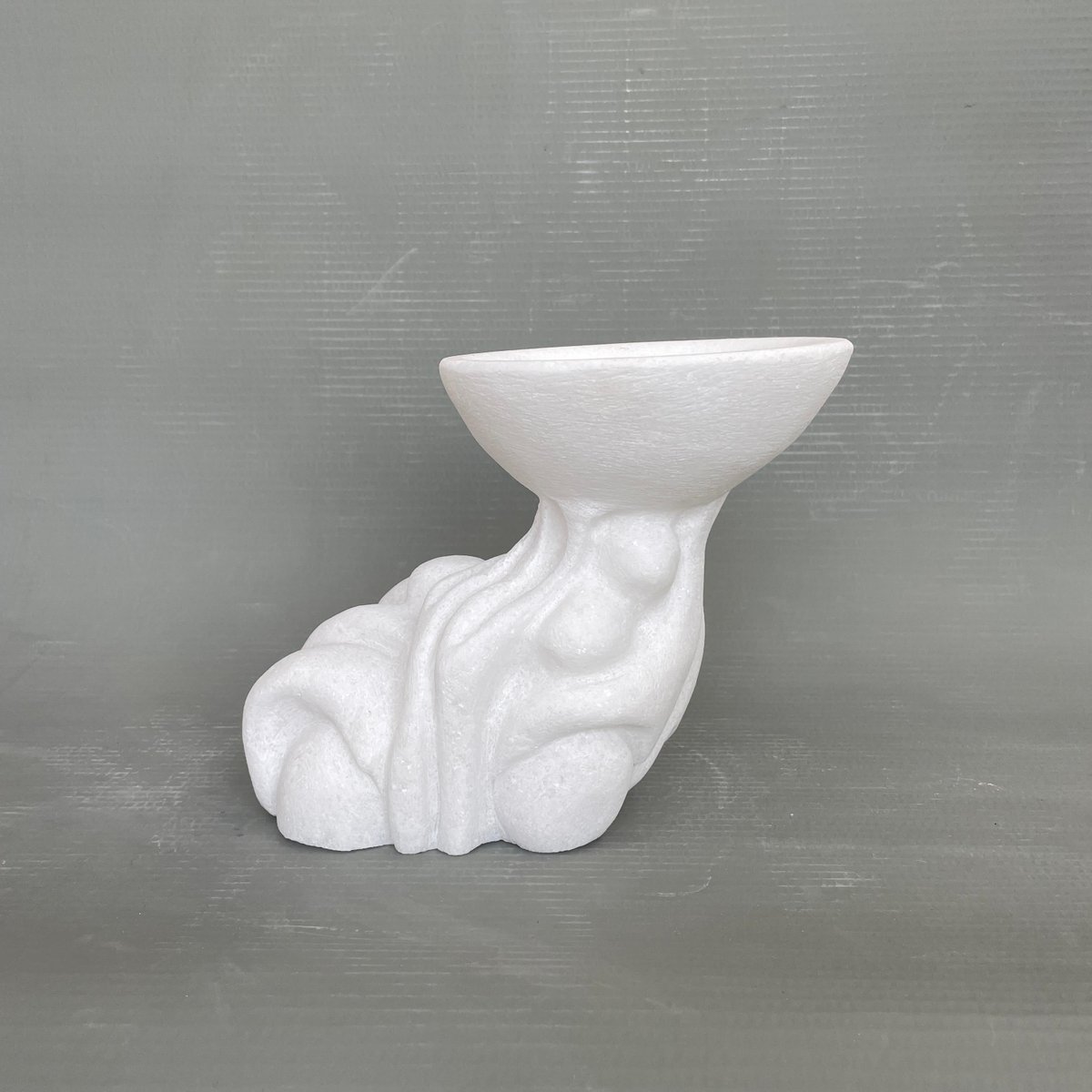 Round Hand Carved Marble Vessel by Tom Von Kaenel for sale at Pamono