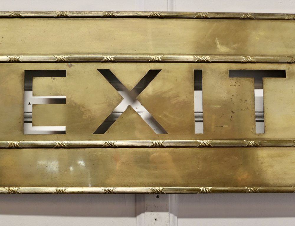 Large Gold Brass Odeon Cinema Exit Sign, 1920s for sale at Pamono
