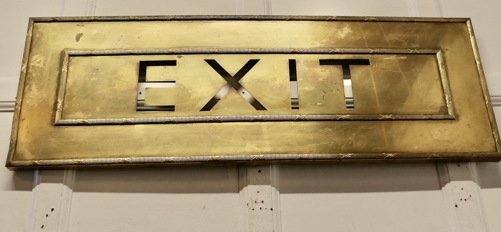 Large Gold Brass Odeon Cinema Exit Sign, 1920s for sale at Pamono