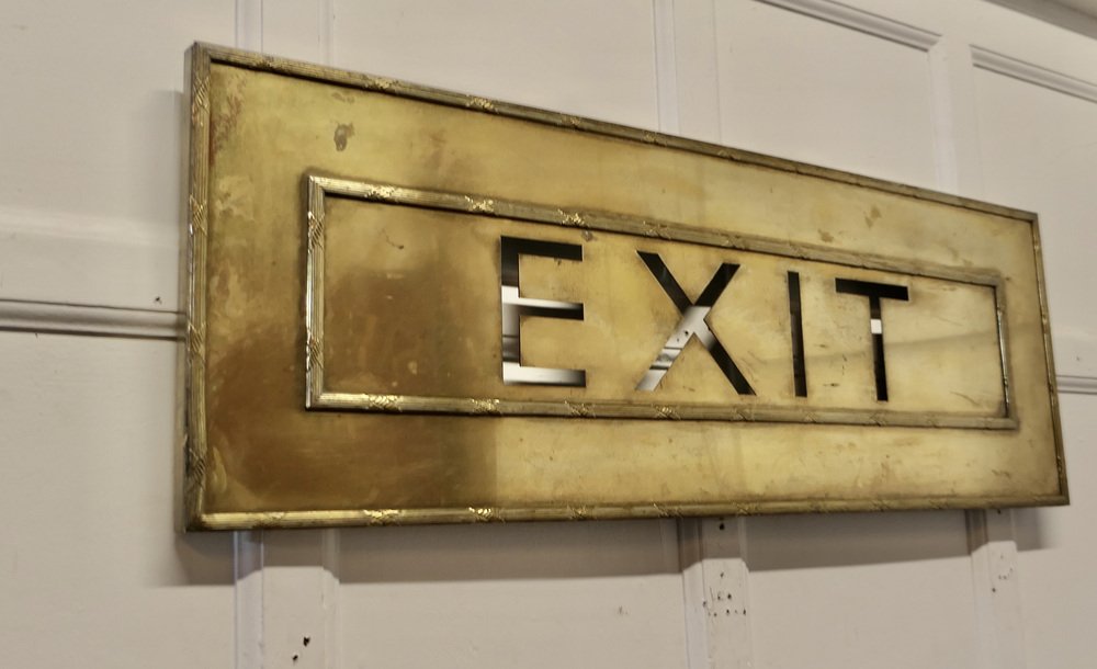 Large Gold Brass Odeon Cinema Exit Sign, 1920s for sale at Pamono