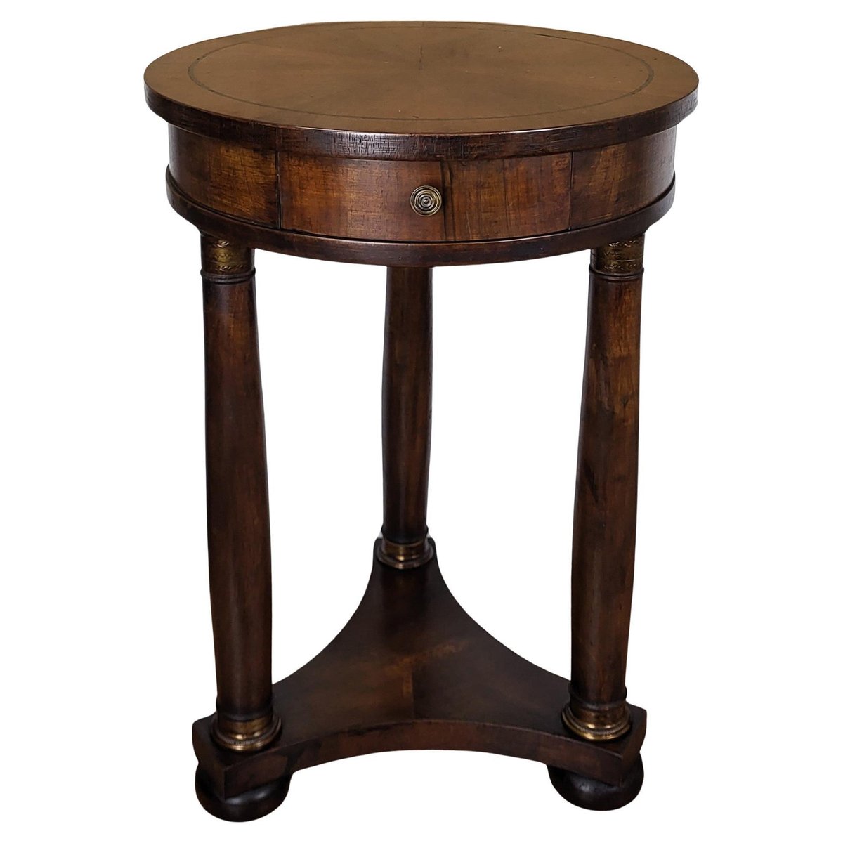 Table d'Appoint Guéridon Ronde en Acajou avec Décors de Colonnes ...