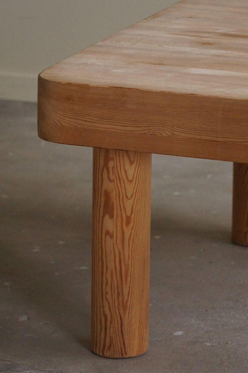 Danish Modern Square Coffee Table in Pine with Chunky Legs attributed ...