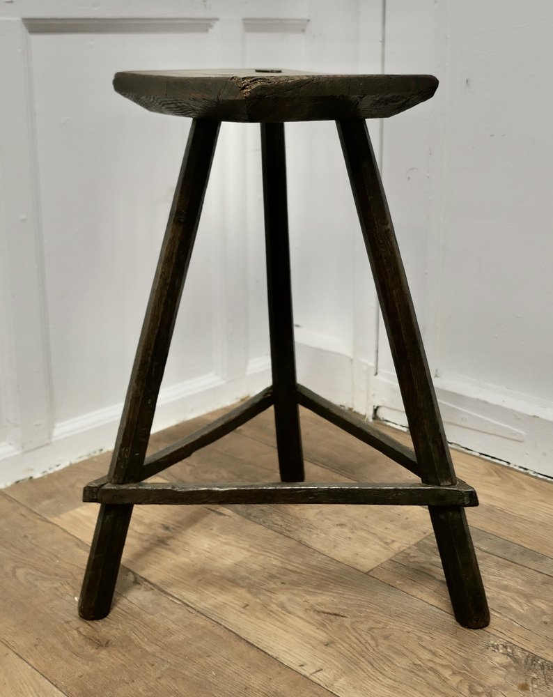 19th Century Ash and Elm Cricket Table Stool for sale at Pamono