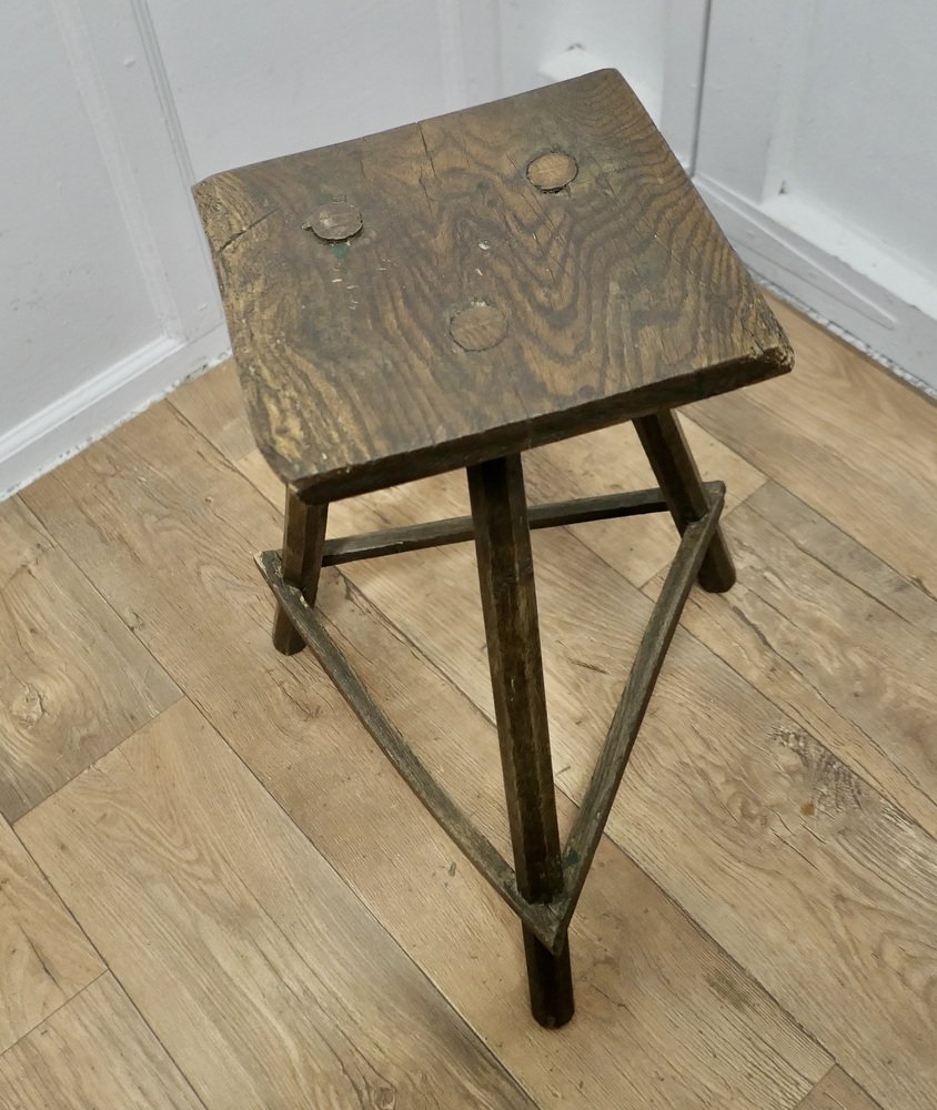 19th Century Ash and Elm Cricket Table Stool for sale at Pamono