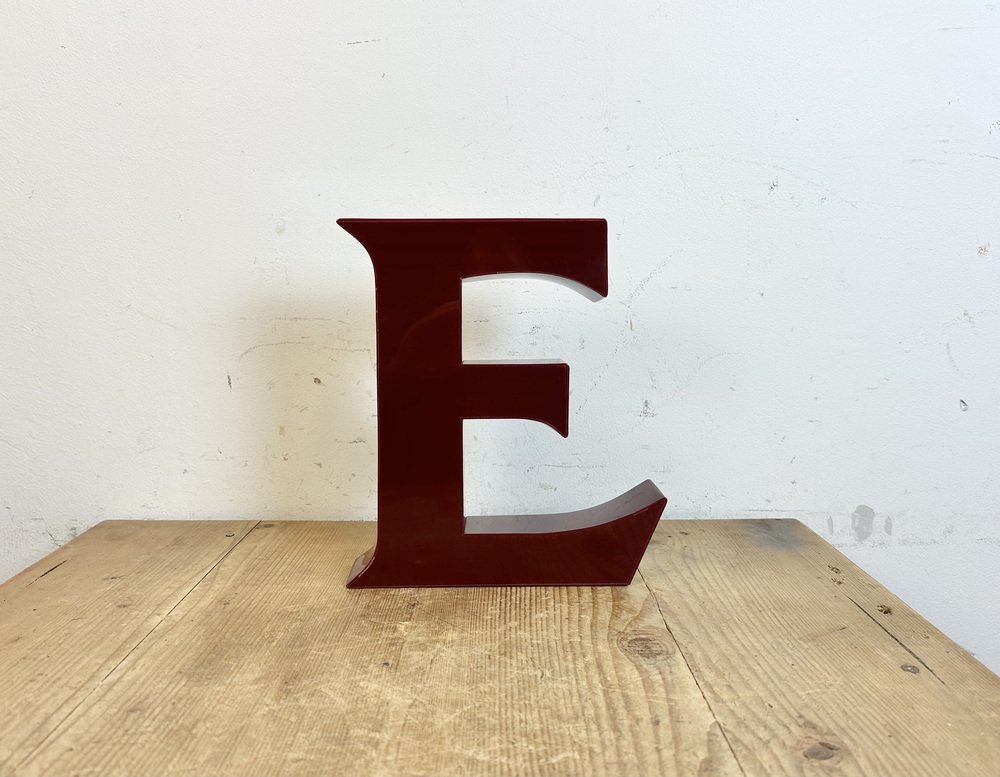 Vintage Dark Red Illuminated Letter E, 1980s for sale at Pamono