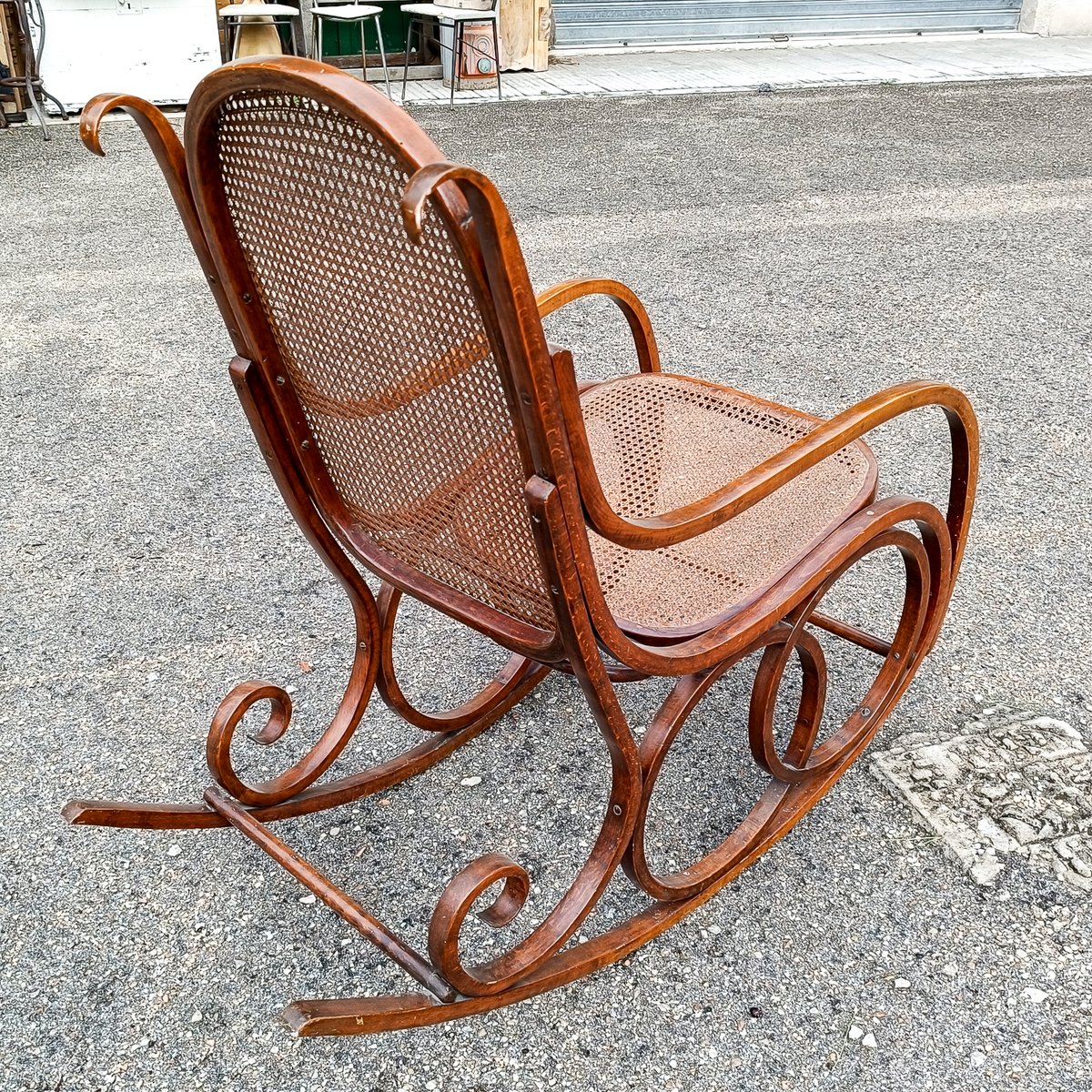 Curved Wooden Rocking Chair for sale at Pamono