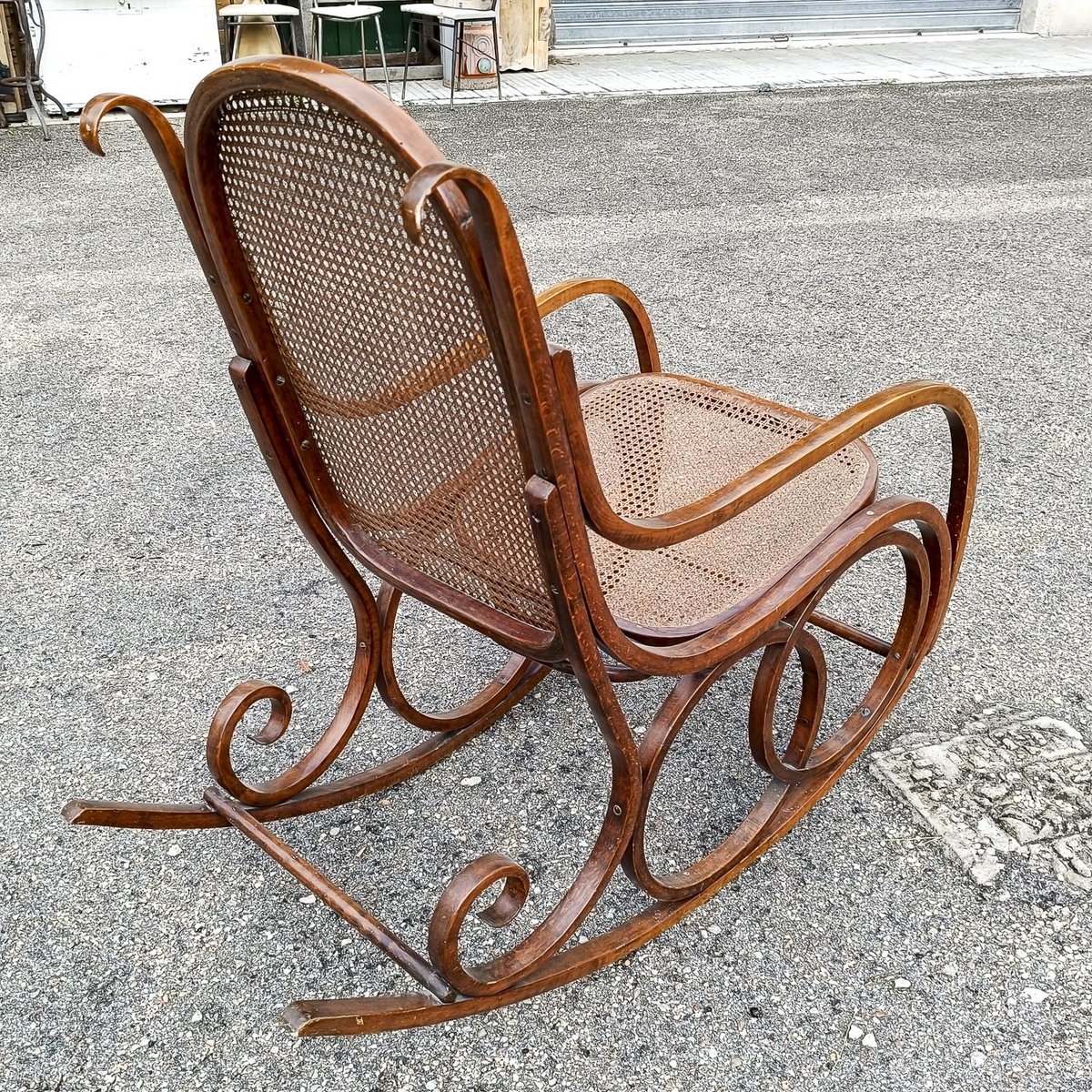 Curved Wooden Rocking Chair for sale at Pamono